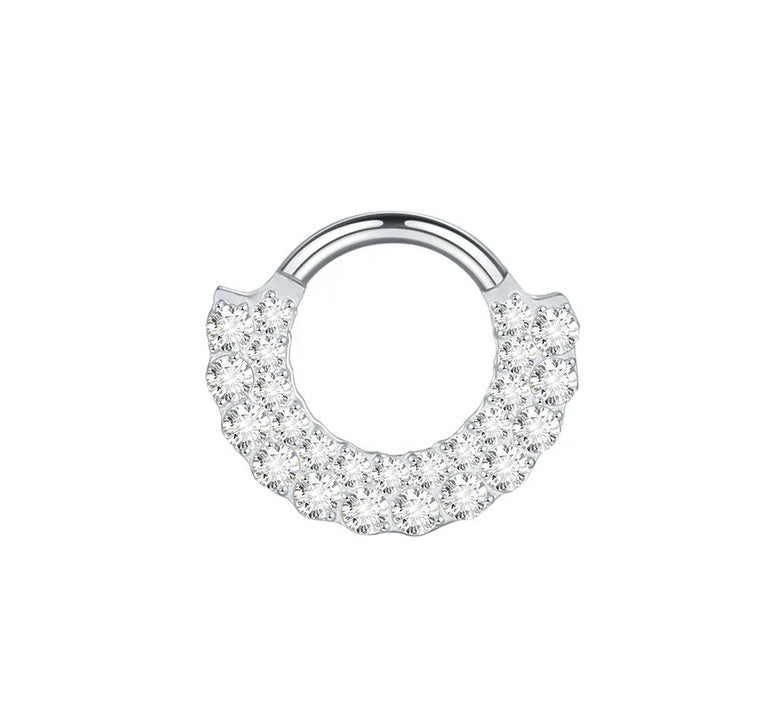 Titanium High Polish Jewelled Hinged Septum/Daith Ring - TI-135 ...