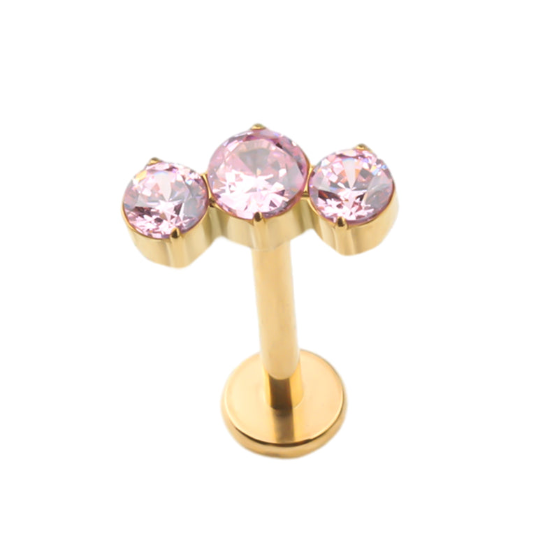 Titanium Gold Internally Threaded Pink Jewelled Labret - TI-165A ...