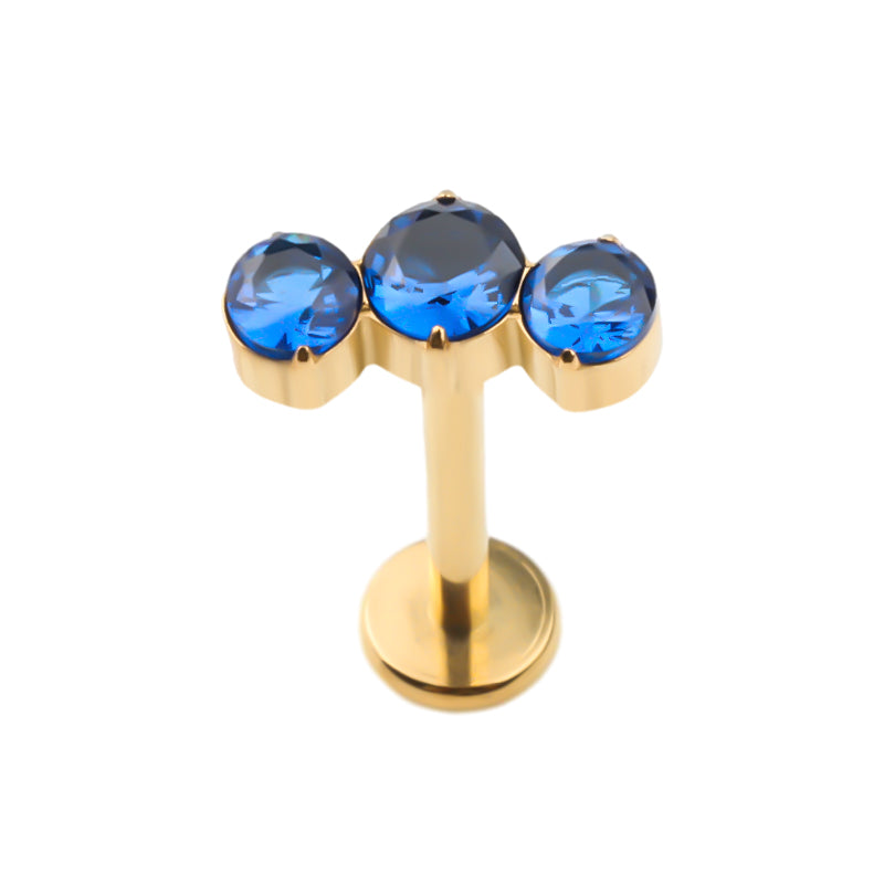 Titanium Gold Internally Threaded Sapphire Jewelled Labret - TI-165B ...