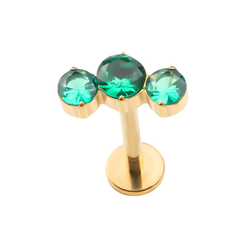 Titanium Gold Internally Threaded Emerald Jewelled Labret - TI-165C ...