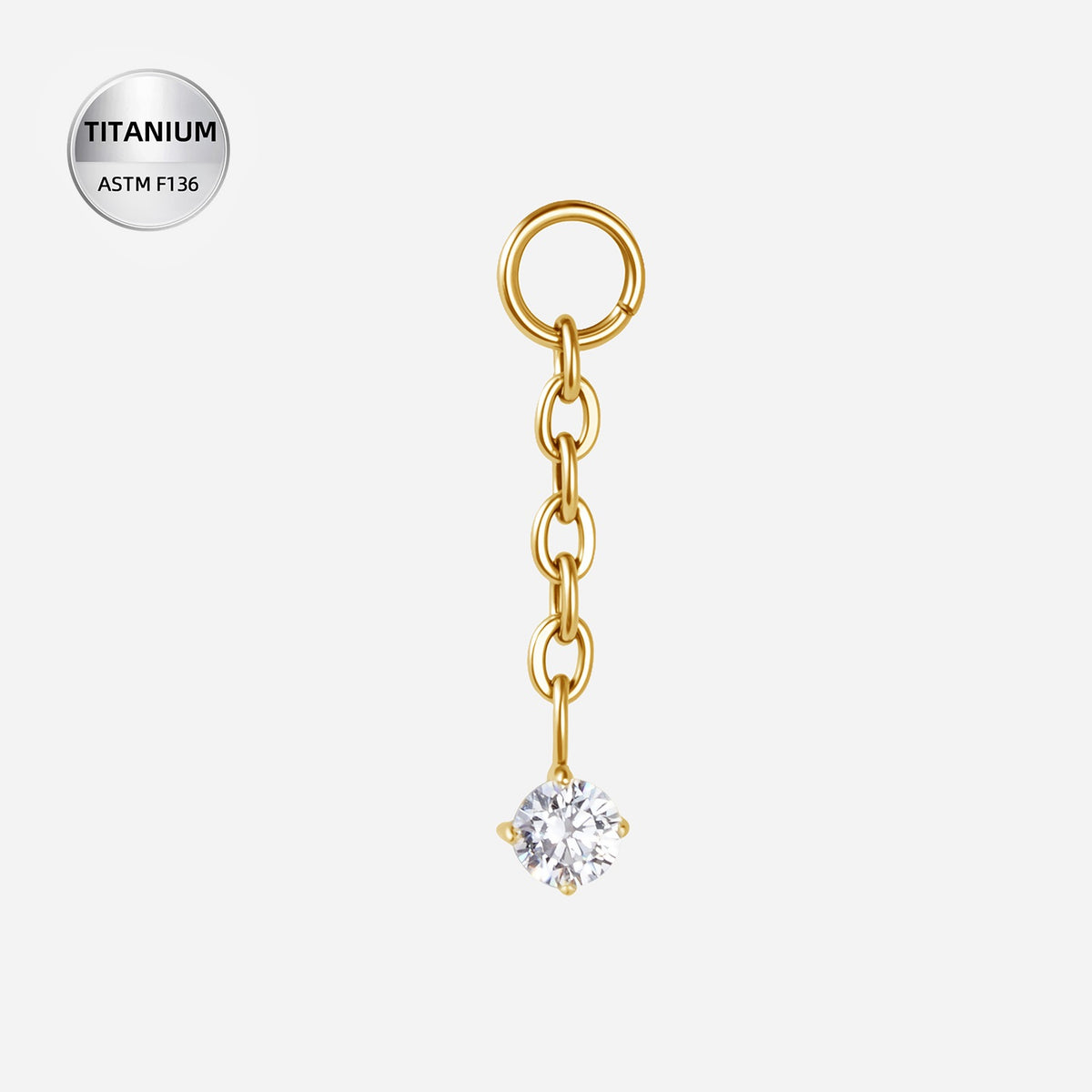 Titanium Gold Round Claw Set Jewelled Chain Dangle Charm for Hinged Ri ...