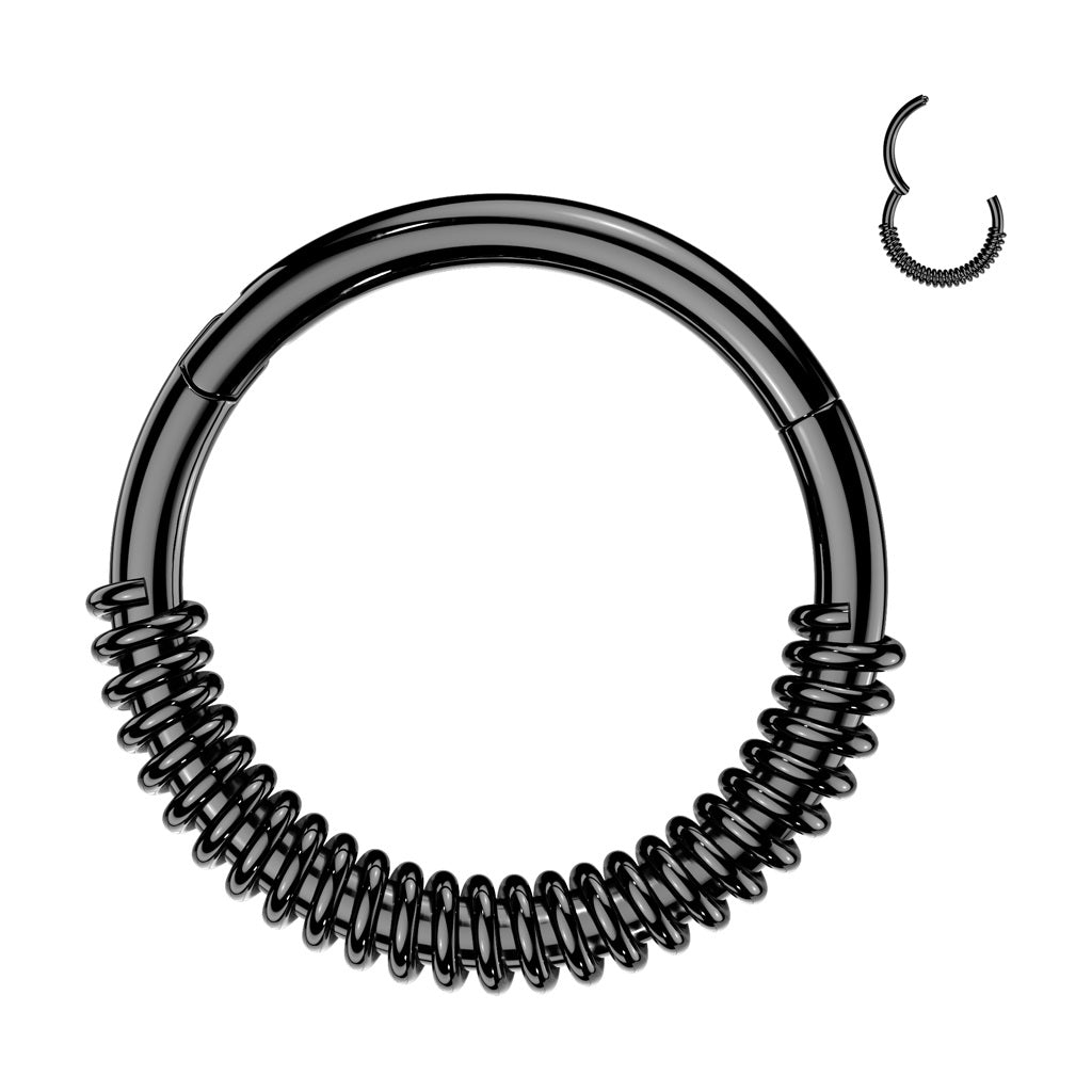 Black Spring Coil Hinged Ring - E439B – Trendez Online Ltd