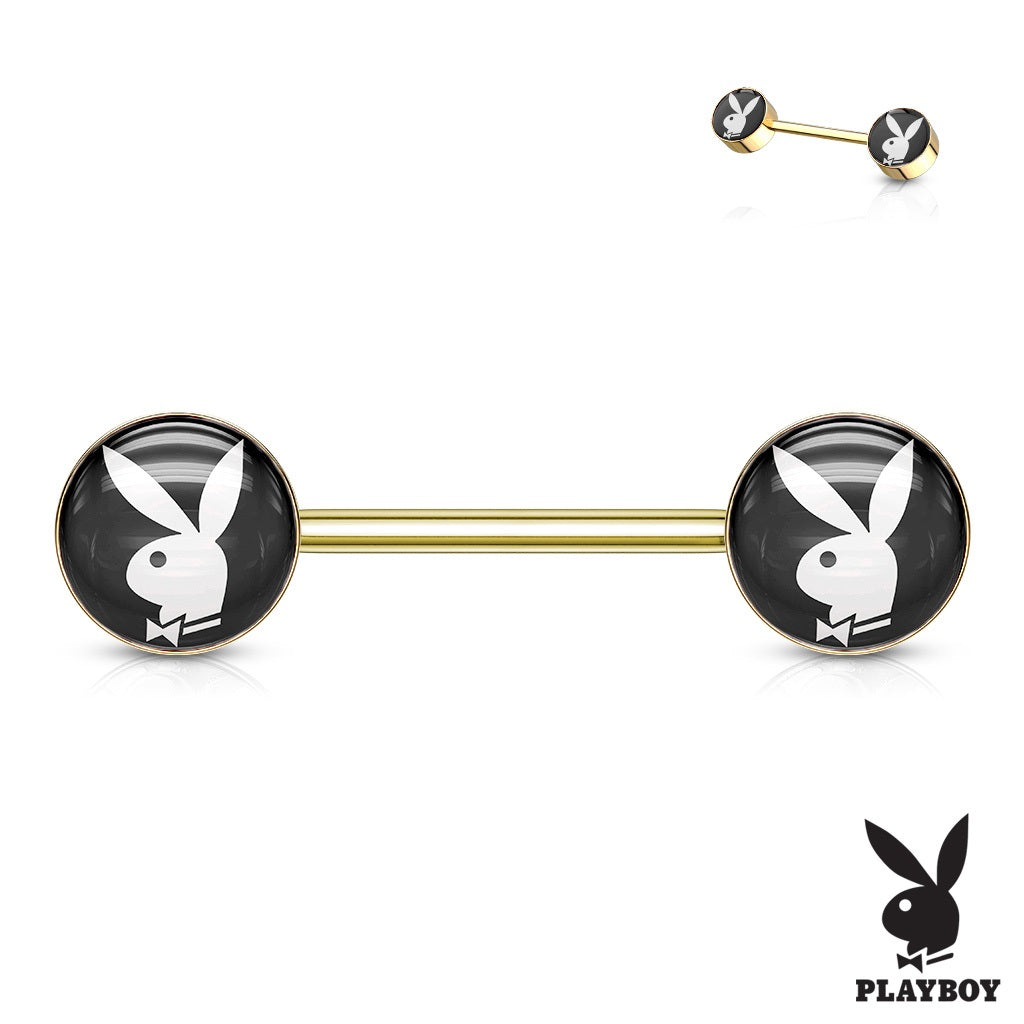 Gold Black/White Playboy Nipple Barbell - PL75C – Trendez Online Ltd