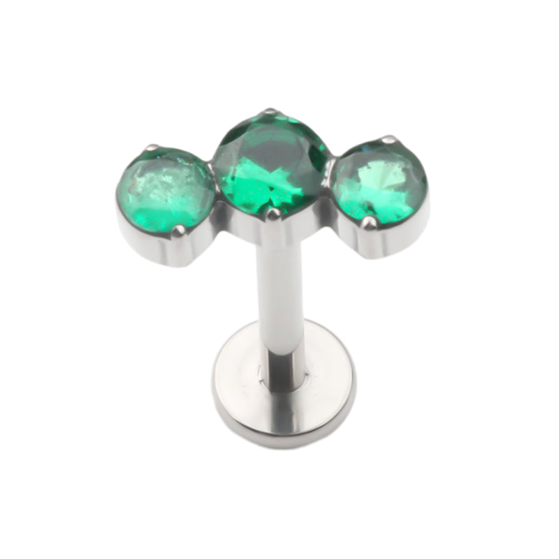 Titanium High Polish Internally Threaded Emerald Jewelled Labret - TI ...