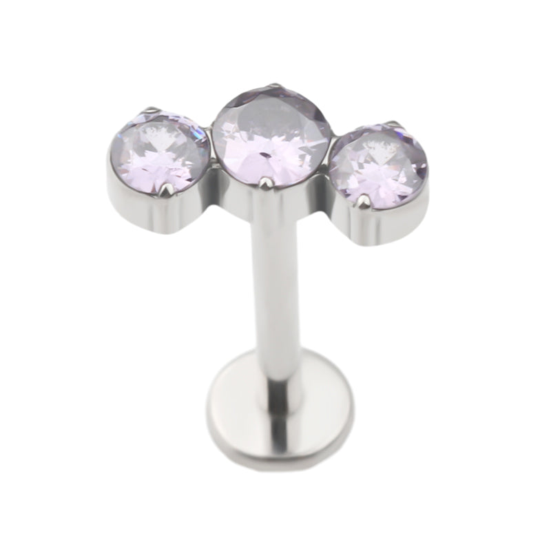 Titanium High Polish Internally Threaded Purple Jewelled Labret - TI-1 ...