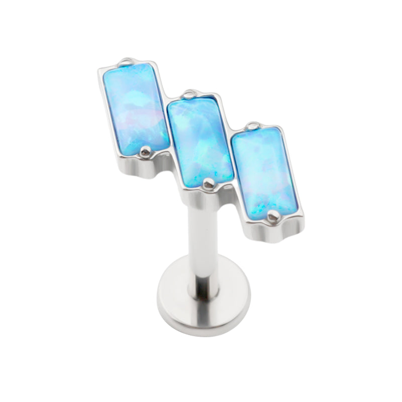 Titanium High Polish Internally Threaded Blue Opal Jewelled Labret - T ...
