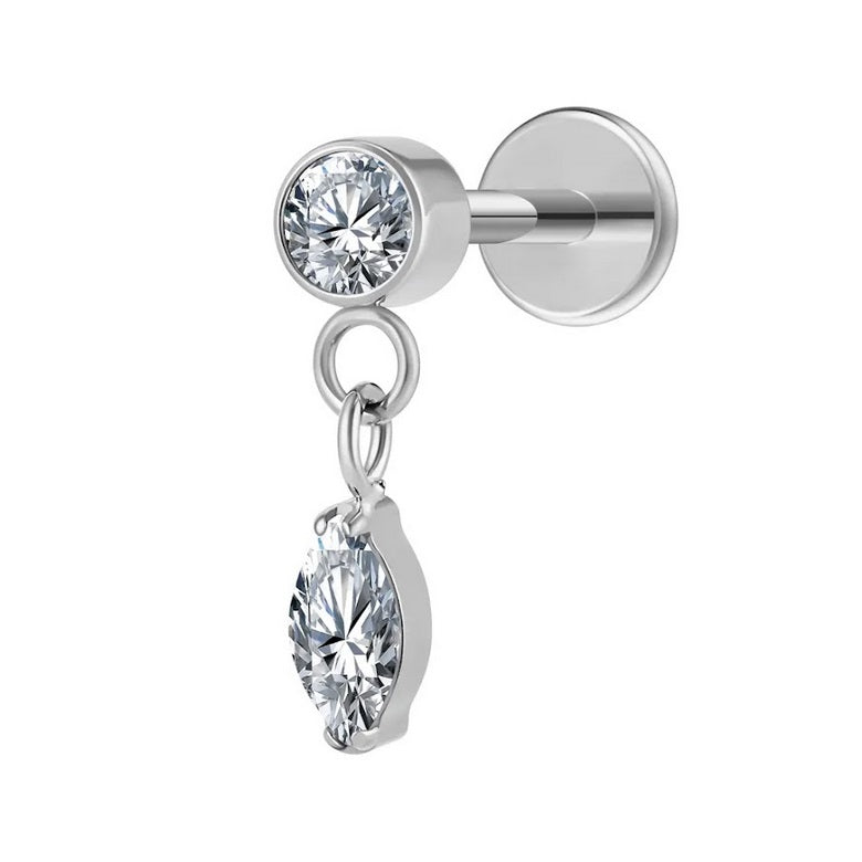 Titanium High Polish Jewelled Internally Threaded Labret with CZ Marqu ...