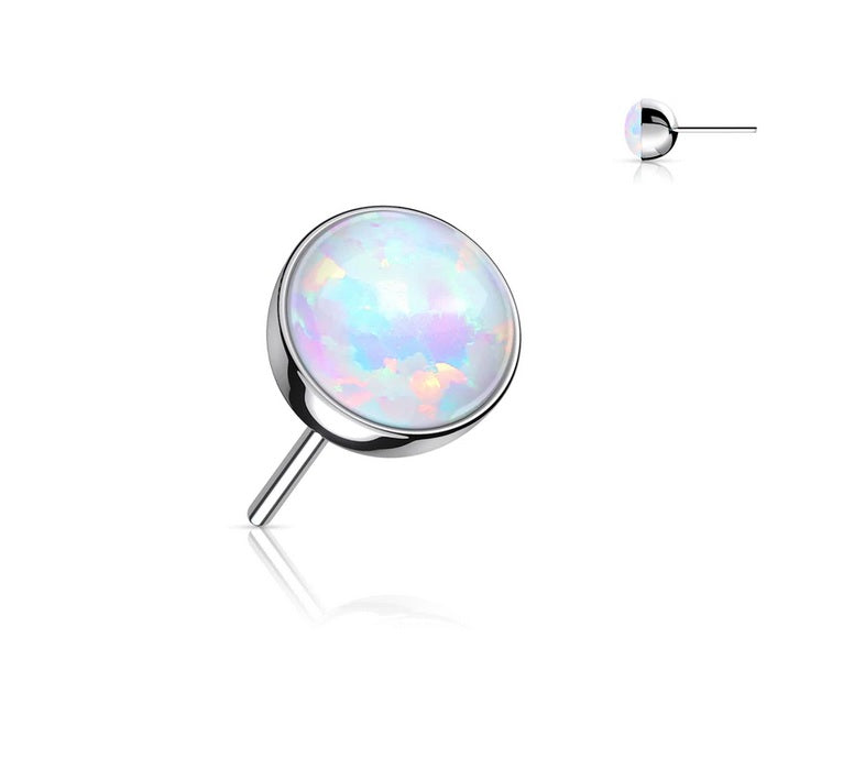 Titanium High Polish Opal Jewelled Threadless Push In Top (Base Sold S ...