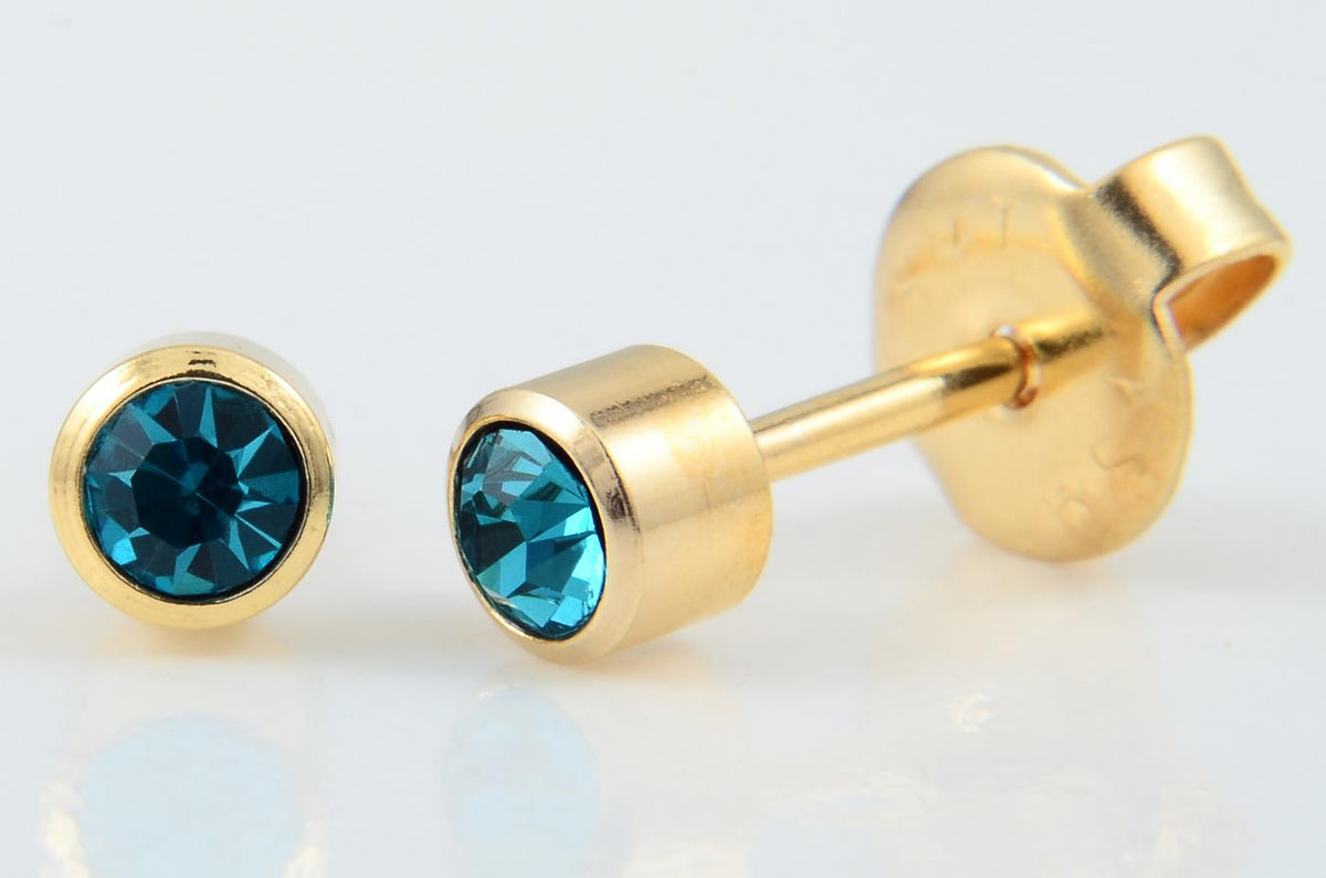 **At Home Piercing Cartridge** Gold 3mm, Blue Zircon (1 pair) - 22-312 ...