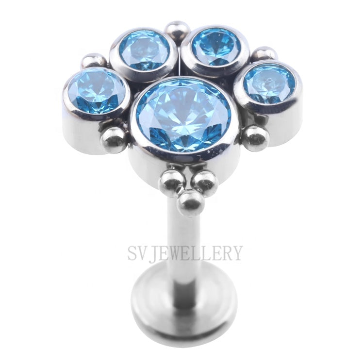 Titanium High Polish Internally Threaded Jewelled Labret - TI-126 ...