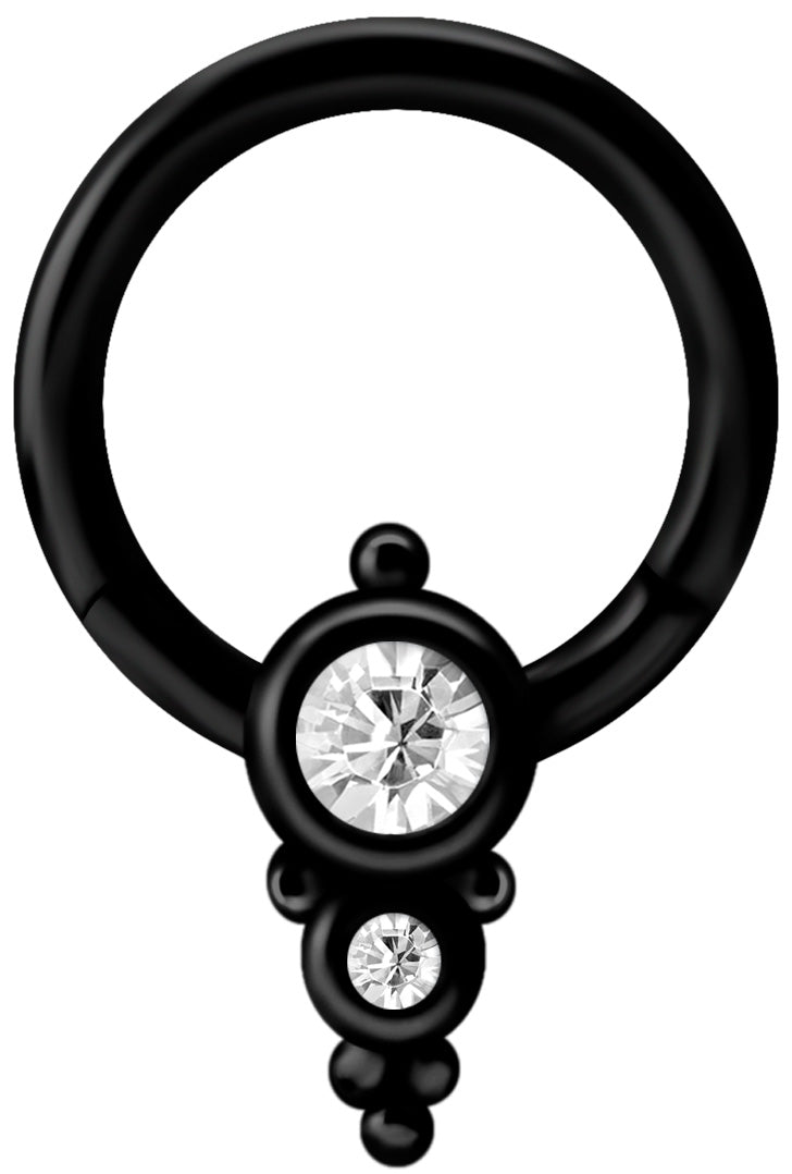 Black Jewelled Frenulum Hinged Ring - E336A – Trendez Online Ltd