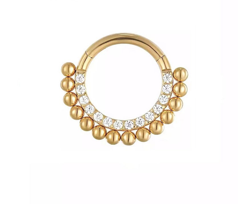 Titanium Gold Jewelled Hinged Septum/Daith Ring - TI-152A – Trendez ...