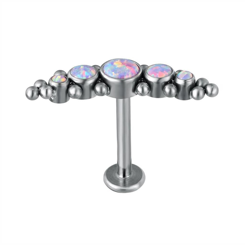 Titanium High Polish Internally Threaded Purple Opal Jewelled Labret ...