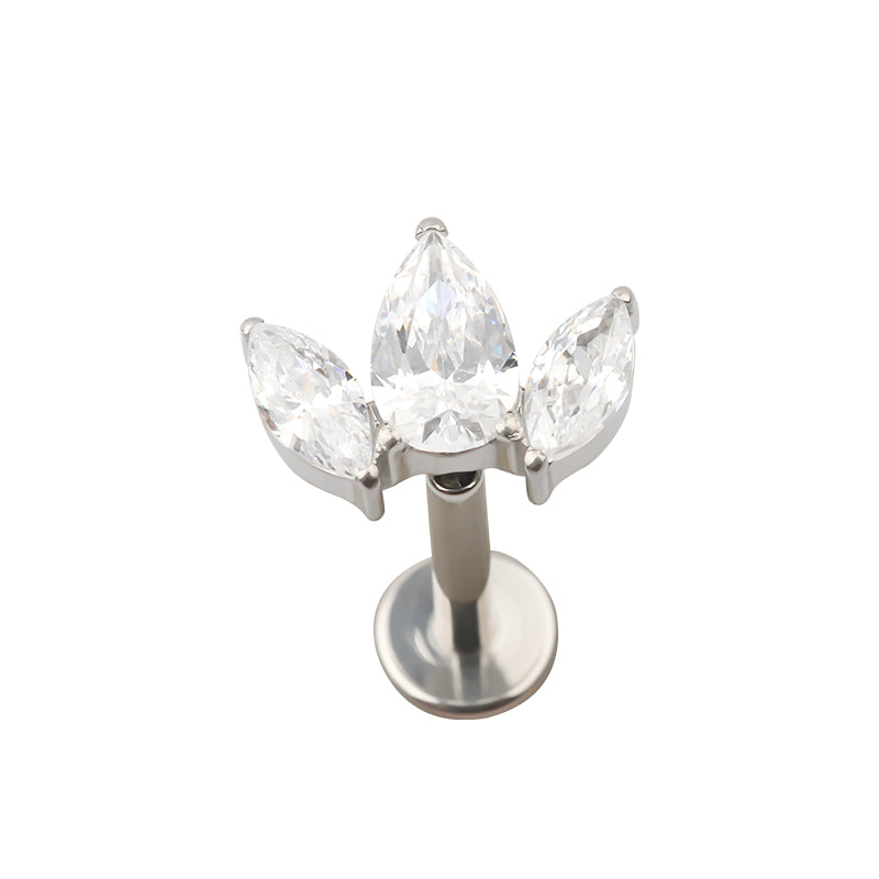 Titanium High Polish Internally Threaded Crystal Jewelled Labret - TI ...