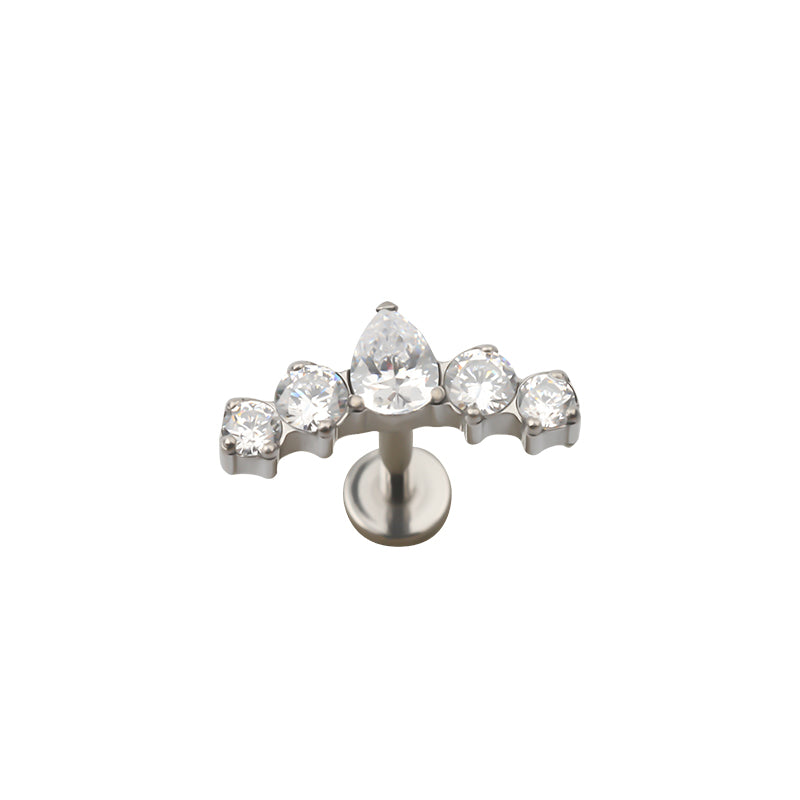 Titanium High Polish/Gold (Your choice) Internally Threaded Jewelled L ...