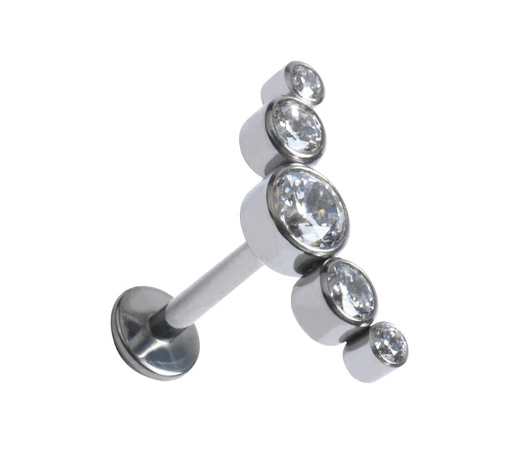 Titanium High Polish 5 Round Crystal Jewelled Internally Threaded Labr ...